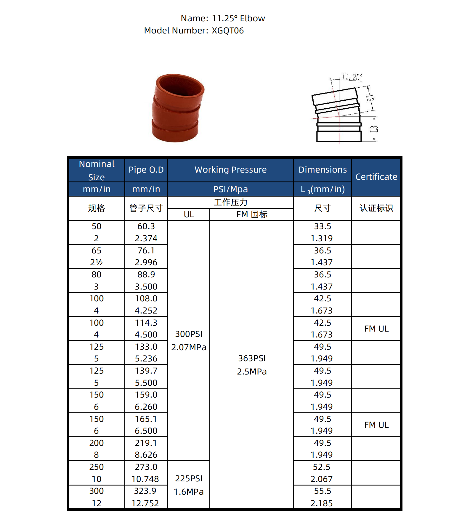 11.25° Elbow XGQT06